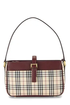 Burberry Check Jacquard Canvas Shoulder Bag - Burgundy