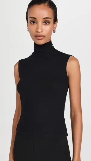 LESET Lauren Sleeveless Turtleneck Knit Top