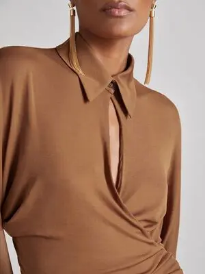 REISS Saffron Atelier Gathered Georgette Maxi Dress