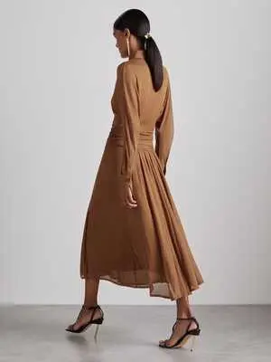 REISS Saffron Atelier Gathered Georgette Maxi Dress