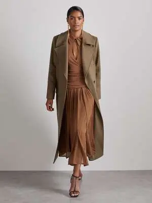 REISS Saffron Atelier Gathered Georgette Maxi Dress