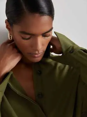 REISS Mila Atelier Draped Shirt Dress