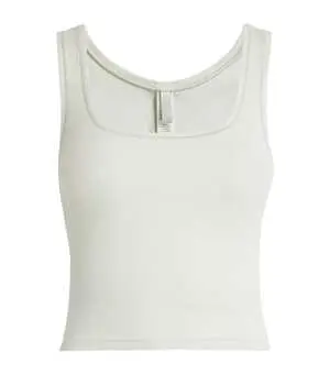 SKIMS Skims Stretch-Cotton Ribbed Tank Top Green