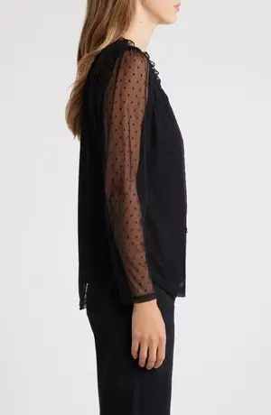 Loveappella Mesh Dot Top