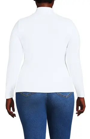 LANDS' END Drapey Rib Skimming Long Sleeve Mock Neck