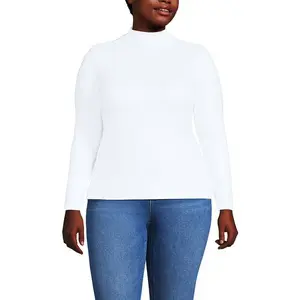 LANDS' END Drapey Rib Skimming Long Sleeve Mock Neck