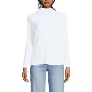 LANDS' END Drapey Rib Skimming Long Sleeve Mock Neck