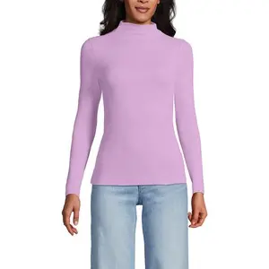 LANDS' END Drapey Rib Skimming Long Sleeve Mock Neck