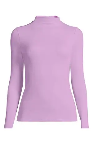 LANDS' END Drapey Rib Skimming Long Sleeve Mock Neck