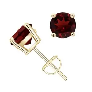 DONATELLO GIAN Sterling Silver Garnet Stud Earrings - Gold