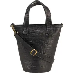 SAREP + ROSE Sara Mini Leather Tote Bag - Black Elephant