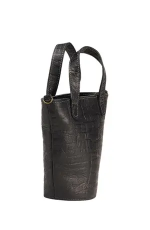 SAREP + ROSE Sara Mini Leather Tote Bag - Black Elephant