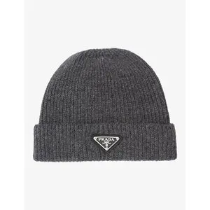 Prada Cashmere And Wool-blend Beanie Hat - Grey