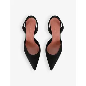 Amina Muaddi Holli 70 Suede Slingback Heels - Black