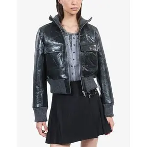 The Kooples Funnel-neck Leather Jacket