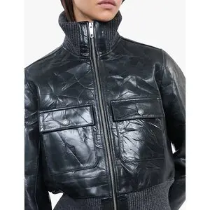 The Kooples Funnel-neck Leather Jacket