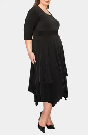 L I V D Shay Handkerchief Hem Midi Dress - Black