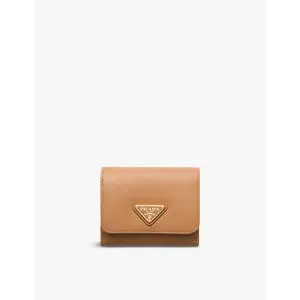 Prada Logo-plaque Small Leather Wallet - Neutral