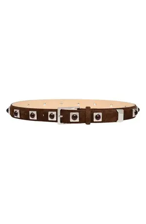 AUREUM No. 2 Studded Leather Belt - Chocolate/silver