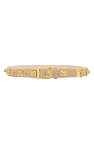AUREUM AUREUM No. 2 Studded Leather Belt Oat/ Gold