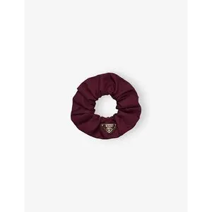 Prada Re-nylon Logo-plaque Woven Scrunchie - Burgundy