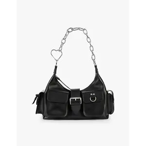 The Kooples Amelia Leather Shoulder Bag With Chain Handle - Black