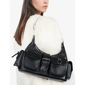 The Kooples Amelia Leather Shoulder Bag With Chain Handle - Black