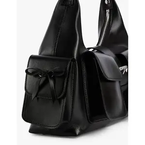 The Kooples Amelia Leather Shoulder Bag With Chain Handle - Black