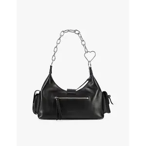 The Kooples Amelia Leather Shoulder Bag With Chain Handle - Black