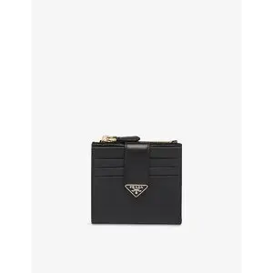 Prada Logo-plaque Bifold Leather Card Holder 1 Size Black