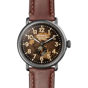 Shinola Runwell 47mm Strap Watch - Brown Oak Camo