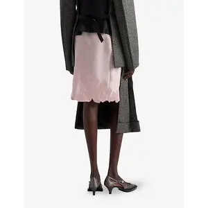 Prada Contrast-panel Wool Midi Skirt