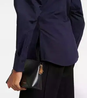 Victoria Beckham Gathered Cotton-blend Shirt - Blue