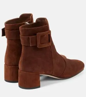 ROGER VIVIER Tres Vivier Polly Suede Ankle Boots - Brown