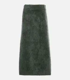 LISA YANG Asta Knitted Cashmere Midi Skirt - Green