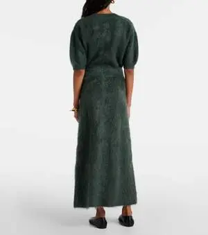 LISA YANG Asta Knitted Cashmere Midi Skirt - Green