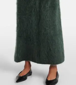 LISA YANG Asta Knitted Cashmere Midi Skirt - Green