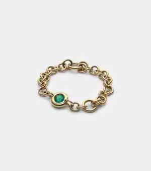 SPINELLI KILCOLLIN Gravity Estrella 18kt Chain Ring With Emerald - Gold