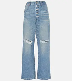 Junya Watanabe Cutout Wide-leg Jeans - Blue