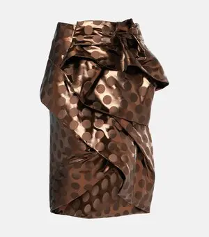 Dries Van Noten Lamé Midi Skirt - Brown