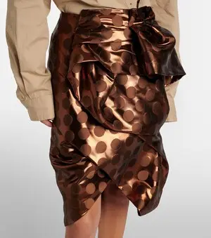 Dries Van Noten Lamé Midi Skirt - Brown