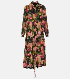Junya Watanabe Georgette And Jersey Midi Dress - Black