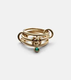 SPINELLI KILCOLLIN Piera 18kt Linked Rings With Emerald - Gold