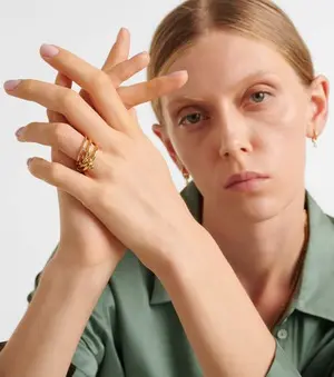 SPINELLI KILCOLLIN Piera 18kt Linked Rings With Emerald - Gold
