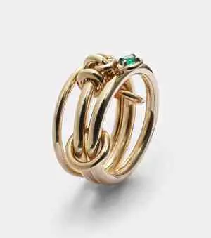 SPINELLI KILCOLLIN Piera 18kt Linked Rings With Emerald - Gold