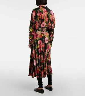 Junya Watanabe Pleated Floral Midi Skirt
