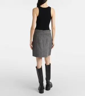 Max Mara Houndstooth Wool And Mohair-blend Miniskirt