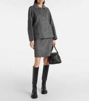Max Mara Houndstooth Wool And Mohair-blend Miniskirt