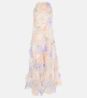 SUSAN FANG Floral-applique Maxi Dress - Multicoloured