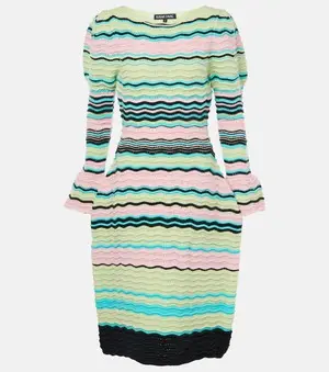 SUSAN FANG Striped Puff-sleeve Midi Dress - Multicoloured